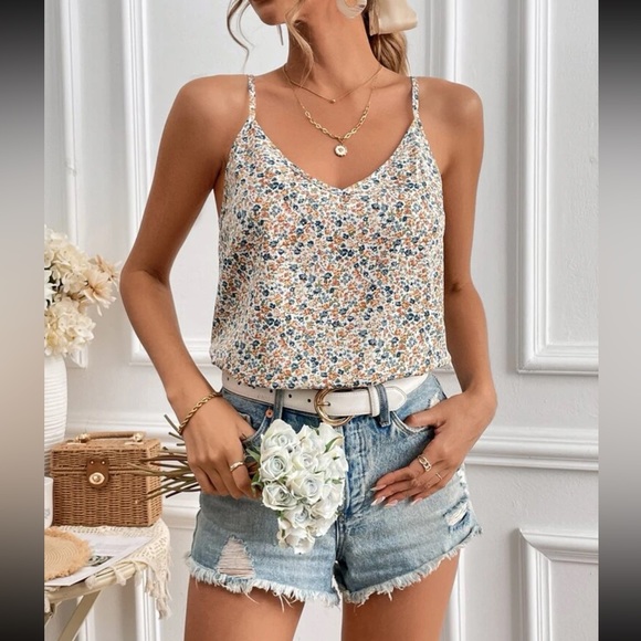 Tops | Boho Lace Trim Tie Back Cami Top | Poshmark